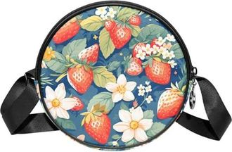 Generic Sac &agrave; bandouli&egrave;re rond pour femme, motif fruits d&eacute;t&eacute; color&eacute;s, petit sac &agrave; bandouli&egrave;re avec fermeture &eacute;clair, bretelles r&eacute;glables, sac &agrave; main rond d&eacute;co