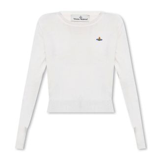 Vivienne Westwood Femme, Pulls, Beige, Taille: 38 FR Pull avec logo