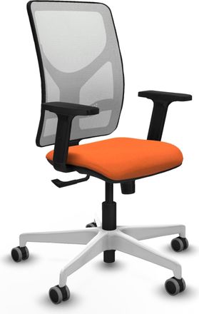 Piqueras y Crespo Stuhl mit Lendenwirbelst&uuml;tze, mit 2D-Armlehnen, ausgestattet mit 3 Positionen und Schneideschaum, mit Rollen von 65 mm, Parkett, Wei&szlig;/Orange