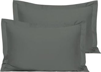 Pizuna Coton Set de 2 Taies doreiller 50x75 cm Gris Fonc&eacute;, 100% Coton Longue dur&eacute;e en Percale Taies doreiller en Coton 50x75 avec Rabat de 20cm