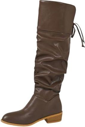 Generic Bottes montantes au genou pour femme - Talon bloc &eacute;pais - Confortables - &Eacute;l&eacute;gantes et d&eacute;contract&eacute;es - Couleur unie - Bottes d&eacute;quitation &agrave; enfiler - Au
