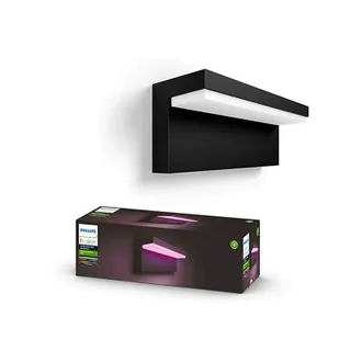 Philips Hue White & Color ambiance nyro, Applique murale ext&eacute;rieure, Noire, fonctionne avec Alexa, Google Assistant et Apple Homekit - Philips