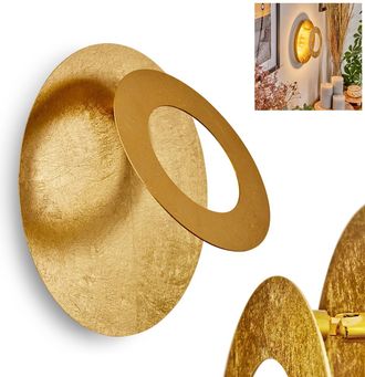 HOFSTEIN LED Wandleuchte Sunrise, moderne Wandlampe aus Metall in Goldfarben, Leuchte mit verstellbarem Schirm und tollem Lichteffekt an der Wand, LED 8 Watt, 