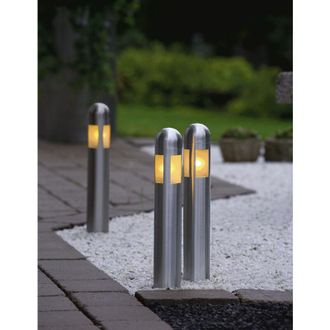 Konstsmide Wegeleuchte amalfi 3er Set Edelstahl mit Erdspie&szlig;, 10m Anschlusskabel, 12V Trafo