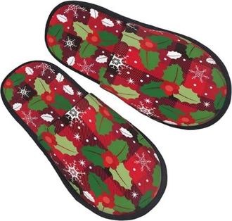 Generic Pantoufle No&euml;l Avec Du Houx Flocon De Neige Chaussures Hiver Antid&eacute;rapants Chausson Pour Int&eacute;rieur Homme Unisex M