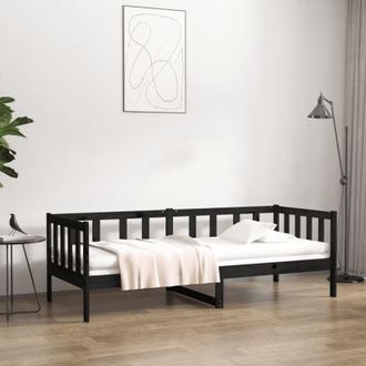 vidaXL Lit de jour sans matelas noir 90x190 cm bois de pin massif Vidaxl