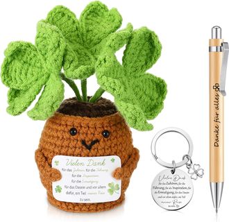 Hicarer Geschenk f&uuml;r Freunde Weihnachten Abschiedsgeschenk Geschenk Gestrickte Vierbl&auml;ttriges Kleeblatt Positive Kartoffel f&uuml;r Frauen Kollegen und Famili(Viel