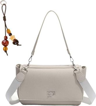 Generic Sac fourre-tout l&eacute;ger en cuir v&eacute;g&eacute;talien pour femme, sac &agrave; bandouli&egrave;re vintage avec pendentif, sac &agrave; main tendance sous les bras avec sangle r&eacute;glable,