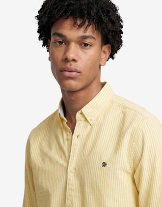 Superdry Preppy Oxford-Hemd mit langen &Auml;rmeln in Zitronenstreifen-Gelb