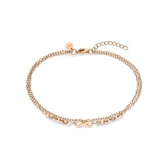 s.Oliver Anklet - Elegante Fu&szlig;kette aus poliertem Edelstahl - ros&eacute;gold - Rolokette verstellbar bis 25 cm - wasserfest & hautfreundlich