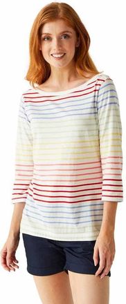 Regatta Damen Bayletta Oberteil mit 3/4-Ärmeln T-Shirt, Weiß/Mehrfarbig, 36