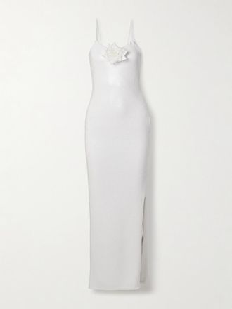 Rodarte Robe Aus Tüll Mit Pailletten Und Applikation Aus Seide - Weiß