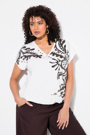 Ulla Popken T-Shirt T-Shirt Paisleymotiv Oversized V-Ausschnitt
