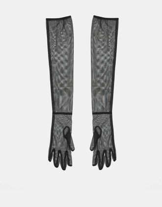 For Love & Lemons Lange Handschuhe aus T&uuml;ll in Schwarz