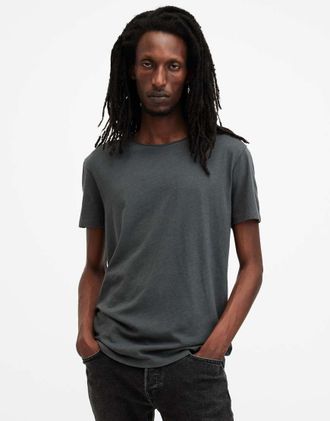 AllSaints Figure - Kurz&auml;rmliges T-Shirt in Kutscher-Grau mit Rundhalsausschnitt