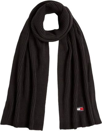 Tommy Hilfiger Homme, Accessoires, Noir, Taille: ONE Size &Eacute;charpe en maille c&ocirc;tel&eacute;e avec logo Heritage