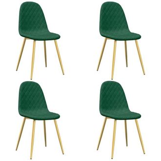 vidaXL Vidaxl - Chaises &agrave; manger lot de 4 Vert fonc&eacute; Velours