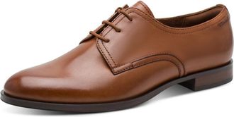 Tamaris Damen Schn&uuml;rer Leder flach, braun, 37 EU