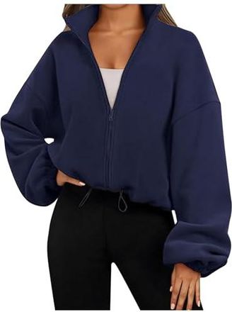 Generic Vestes &agrave; capuche &agrave; fermeture &eacute;clair pour femmes, surdimensionn&eacute;es, en polaire, manteau dentra&icirc;nement 2026, bleu marine, XXL