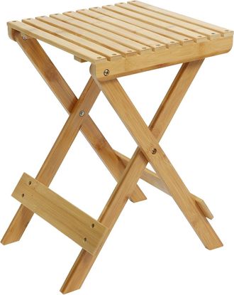 NUOBESTY Faltbarer Bambus hocker Klein Leicht rutschfest Tragbar f&uuml;r Schuhe Wechseln Badezimmer Hocker Sitzhilfe f&uuml;r K&uuml;che Schlafzimmer und Flur