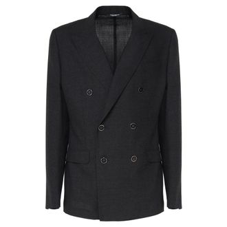 Dolce & Gabbana Homme, Vestes, Noir, Taille: L Veste en laine ajustée à double boutonnage