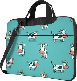 Generic Sac pour ordinateur portable de 15,6 avec bandouli&egrave;re - Motif vache de dessin anim&eacute; - Housse de protection antichoc pour ordinateur portable - Pour ho