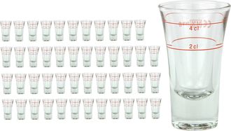 Van Well 48er Set Schnapsglas DUBLINO mit Eichstrich, 2 cl + 4 cl in Einem, doppelt-geeichtes Spirituosenglas mit Füllstrich, Double Shot Glas, Stamper, hochgl
