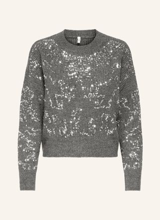 Only Pullover Mit Pailletten grau