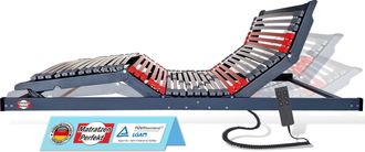 Matratzen Perfekt Elektrischer Lattenrost 100x200 cm 9 cm Hoch 7 Zonen Motorrahmen Ultraflach 9 cm H&ouml;he 42 Federleisten H&auml;rteregulierung Belastbar bis 300 kg Buchenholz