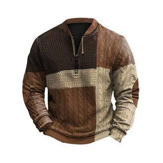 Generic Sweat-shirt sans capuche pour homme avec fermeture &eacute;clair 1/4 - T-shirt dext&eacute;rieur &agrave; manches longues - Coupe ample - Pull de transition tendance - Con