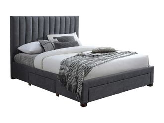 Vente-Unique Bett mit 3 Schubladen 180 x 200 cm - Stoff - Grau - LIAKO