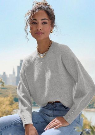 Lascana Rundhalspullover mit Zierknöpfen, Winterpullover, kuscheliges Basic