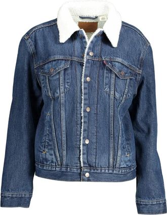 Levi's Femme, Vestes, Bleu, Taille: 38 FR Veste en jean avec fourrure