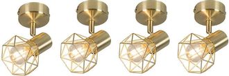QAZQA Mosh - Spot plafond, plafonnier - 4 pi&egrave;ces - h 160 mm - Dor&eacute;/Laiton - Moderne - &eacute;clairage int&eacute;rieur - Salon i Chambre i Cuisine i Salle &agrave; manger
