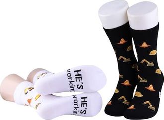 Generic Lot de 2 paires de chaussettes assorties &laquo; Hes Working Shes Waiting &raquo; - Cadeau de mariage ou de Saint-Valentin - Cadeau pour pelleteuse, &eacute;pouse, mari,