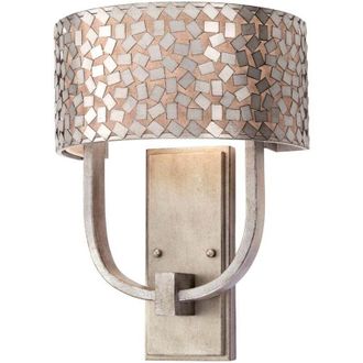 Quoizel Quoizel - Wandleuchte Lampe Metall Leinen Silber h 39,4 cm Flurlampe Klassisch 2 Flammig