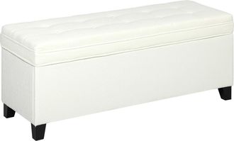 HOMCOM Aufbewahrungsbank 112L Endbank Bettkasten mit gepolsterter Sitzfläche, Leinenstoff, für Wohnzimmer, Schlafzimmer, Flur, 120 x 40 x 48 cm, cremefarben