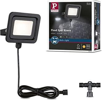 Paulmann 94585 Park + Light LED Außenleuchte Fluter Bimea IP65 eckig incl. 1x4,5 W Warmweiß Schwarz Außen Metall Garagenlicht 3000 K