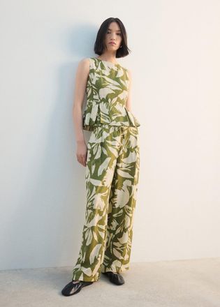 Mango Top p&eacute;plum &agrave; plis plats vert - Femme - XS - MANGO