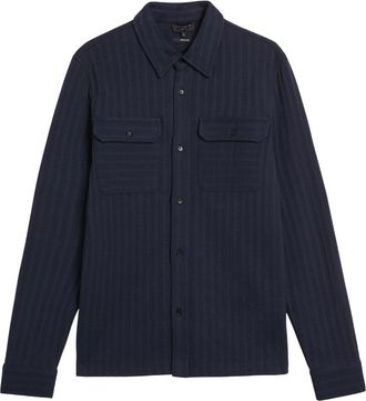Ted Baker Belza Regular Fit Strukturiertes Marineblaues Hemd