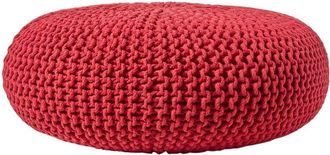 Homescapes Homescapes - Pouf en tricot rond Rouge Tr&egrave;s grand