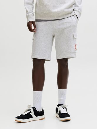 Jack & Jones Sweatshorts JACK & JONES JPSTGORDON ALLIANCE SWEAT SHORTS, Herren, Gr. XL, N-Gr, wei&szlig; melange, angeraute Sweatware, Obermaterial: 60% Baumwolle, 40% P
