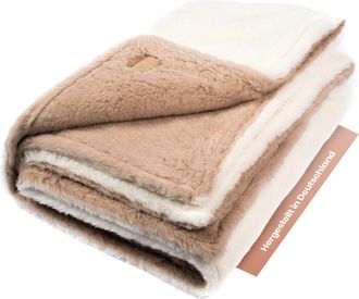 Ritter Decken La Paz Alpakadecke 140 x 200 cm - Creme-Kamel - Hochwertige Decke mit Fell-Charakter aus Alpakahaar - Weiche Naturhaardecke - Made in Germany