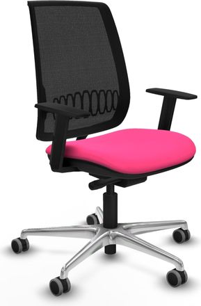 Piqueras y Crespo Schreibtischstuhl mit rosa Rollen Alares mit 1D-Armen, h&ouml;henverstellbare Lendenwirbelst&uuml;tze, ausgestattet mit Syncro/Traslack und injiziertem Schaumst