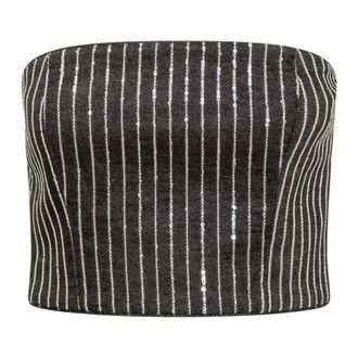 Rotate Sequin Crop Top - - Tops - Damen - Schwarzk - S