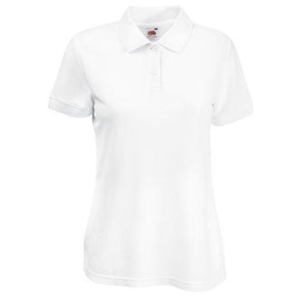 Fruit Of The Loom Polo à manches courtes pour femme 65 % polyester/35 % coton - Blanc - Large (Large)