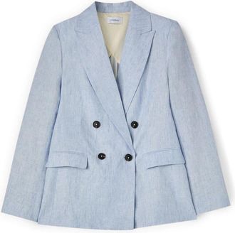 Motivi Femme, Vestes, Bleu, Taille: 44 FR Blazer crois&eacute; en lin
