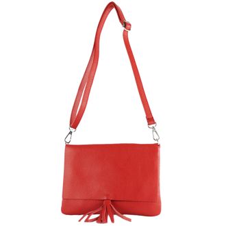 modamoda.de T242 - ital. Leder Clutch Umh&auml;ngetasche Small, Farbe:Signalrot