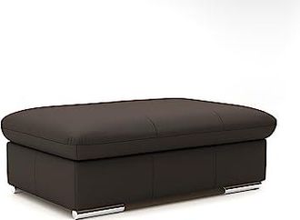 Cavadore Echtleder-Hocker Valerie / Polsterhocker mit Metallfüßen als Beistellhocker, Fußhocker, Sitzgelegenheit, Couchtisch / 102 x 43 x 68 / Leder Dunkelbrau