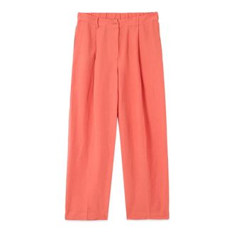 Oltre Cropped Leinenmischhose - - Trousers - Damen - Orange - 4XL